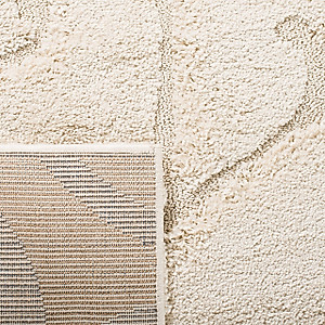 SAFAVIEH Florida Shag Collection Accent Rug - 3'3" x 5'3", Creme & Creme, Scroll, Non-Shedding & Easy Care, 1.2-inch Thick Ideal for High Traffic Areas in Entryway, Living Room, Bedroom (SG455-1111)