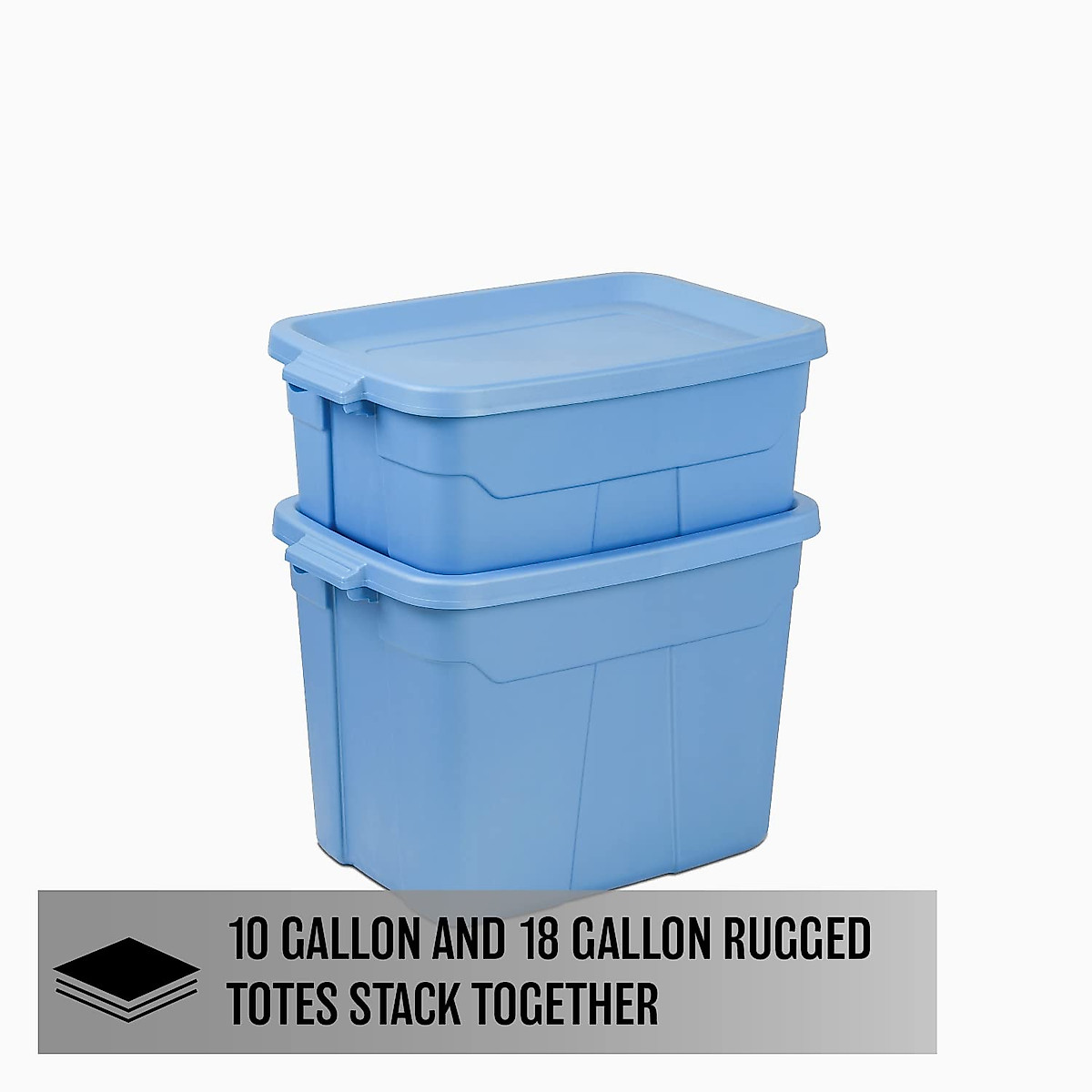 CX Rugged Tote, 10-Gallon Rugged Storage Container & Standard Snap Lid, (8.8”H x 24.2”W x 16.2”D), Stackable Organization Tote [4 Pack]