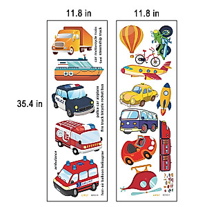 Transport Car Wall Decals Kids,Large Educational Kids Room Wall Stickers,Kids Wall Sticker Decors for Nursery,Boy Room,Bedroom,Classroom,Playroom,Living Room.