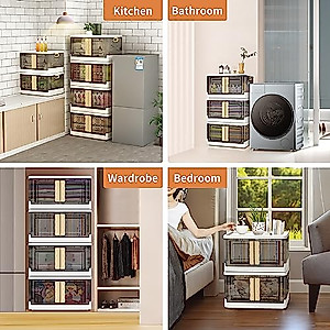 Diruion 3 pack 11 Gallon Stackable Storage Bins With Lids And Wheels Closet Organizers And Storage Foldable Plastic Containers For Clothes Shoes Book Kitchenware sanck