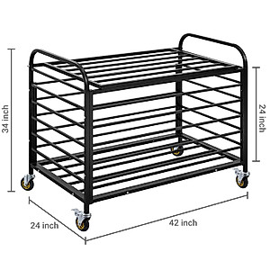 MyGift Professional Black Metal Rolling Sports Ball Storage Cart with Lid