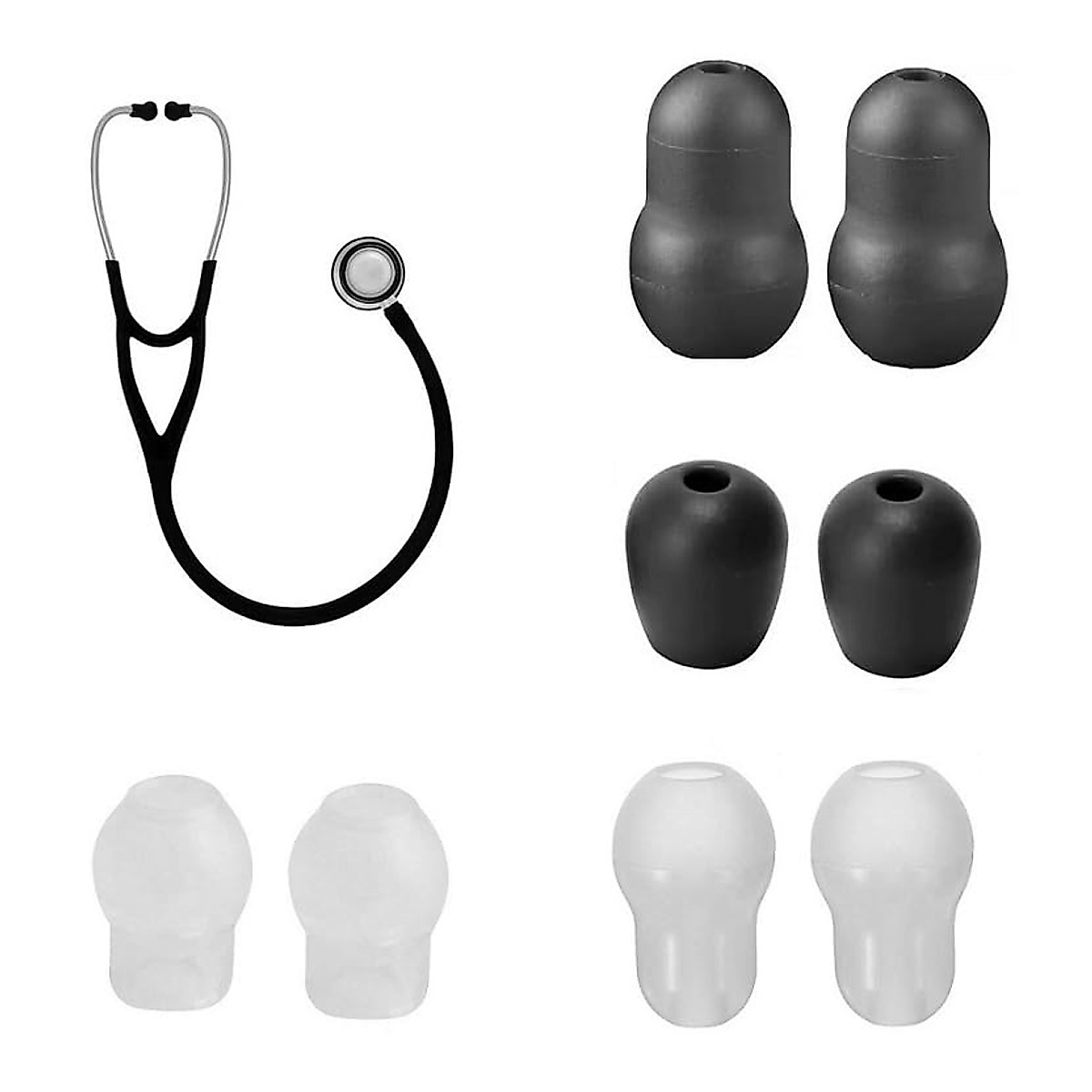 4 Pairs 3 Sizes(L,M,S) Littmann Stethoscope Replacement Ear Tip Piece, 6Pcs Littmann Stethoscope Accessories Spare Parts Soft Earplug Earbud Large Small Middle, 2Pcs MDF ADC Stethoscope Ear Cover Bud
