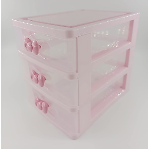 Lovely Pink Receiving Storage Cabinets Box With Multi-layers And Pink Bowknot Handle (Three layers (7.06 x 5.22 x 6.09 inches))