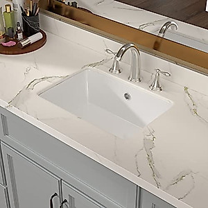 Undermount Bathroom Sink - Lordear 18x12.5 Inch Bathroom Vanity Sink Undermount Rectangle White Porcelain Ceramic Bathroom Under Counter Lavatory Vanity Sink Basin with Overflow