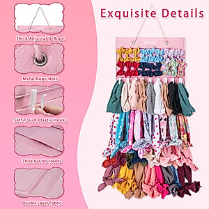 BABEYER Hanging Headbands Organizer for Baby Girls, Pink - 1 Count (Pack of 1), Holds 90 Baby Headbands Easily, Keeps Baby Girls Hair Accessories Organized- 45pcs Hooks