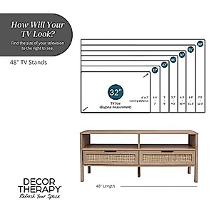 Decor Therapy Piper Rattan Storage Media Console Stand for TVs up to 59", 47" x 20", Blondewood