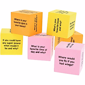 Juvale Conversation Starters Cubes, Kids Educational Games (3 Colors, 1.5 In, 6 Pack)