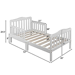 Single Layer Vertical Board with guardrail Pine Wood Bed (White)