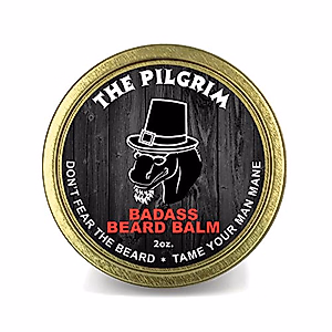 Badass Beard Care Beard Balm - The Pilgrim Scent, 2 oz - All Natural Ingredients, Keeps Beard and Mustache Full, Soft and Healthy, Reduce Itchy and Flaky Skin, Promote Healthy Growth