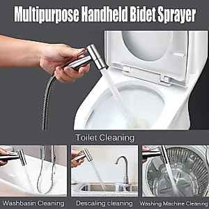 Handheld Bidet Sprayer for Toilet - Jet Sprayer for Toilet Cloth Diaper Sprayer Set, Adjustable Muslim Shower Bidets for Existing Toilets, Bidet Attachment with Bidet Hose for Feminine Wash (Sliver)