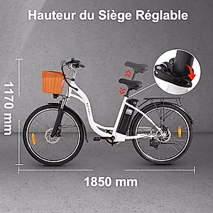 DYU Electric Bike for Adults, 26" Ebike with Peak 500W Brushless Motor, Up to 50Miles Commuting Electric Bike with 562Wh Removable Battery, 7-Speed, UL Certified