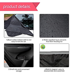 Windshield Snow Cover for Cars, Trucks, Vans - Waterproof, Windproof Winter Frost and Ice Removal Sunshade With Side Mirror Covers