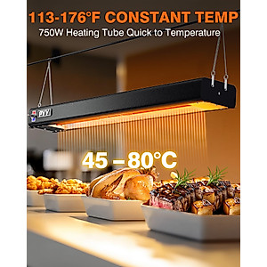 PYY 35 Inch Food Heat Lamp Aluminum Infrared Strip Heater Overhead Food Warmer Light Electric Commercial Grade for Restaurant Buffet Catering Kitchen 750W