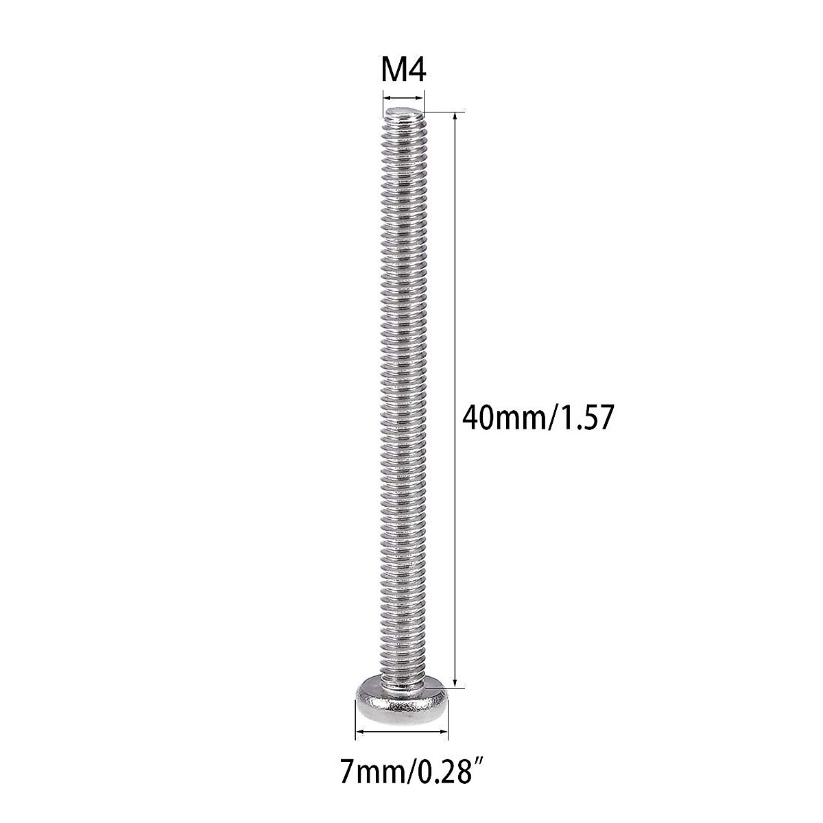 50 Pcs M4 x 40mm 304 Stainless Steel Phillips Round Pan Head Machine Screws Use for Cabinet Drawer Pull Handle, Metric Fine Thread.