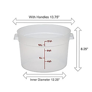 Lumintrail Cambro 12 Quart Round Food Storage Container Translucent with Lid Bundle Includes a Measuring Spoon Set