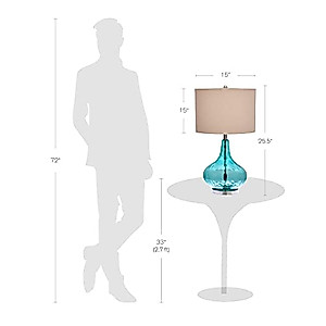 Catalina 18578-000 Transitional Thumbprint Glass Gourd Table Lamp, 25.5", Classic Blue