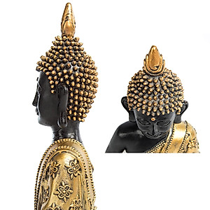 JIZHENG Buddha Statue Decor Figurine Thai Sitting Buddha Sculpture 14 inch Decoration Meditating Zen Buddha Antique Golden Look for Room/Garden/Yard/Indoor/Outdoor, Black/Copper, Large