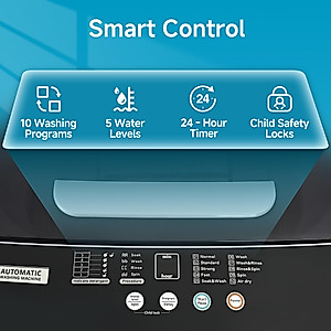 Feelfunn Portable Washing Machine - 1.03Cu.ft/8.8lbs Capacity, Fully Automatic Portable Washer with Drain Pump, 10 Programs and LED Display - Portable Washer Dryer Combo for Apartment Home Dorm RV