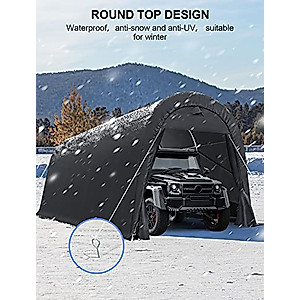Marvoware 10' x 20’ x 9' ft Snow Resistant Heavy Duty Carport, Round Roof Storage Shed with Front & Rear Zipper Door for Full-Size Truck and Boat, Portable Garage Tent Shelter for Outdoor Use