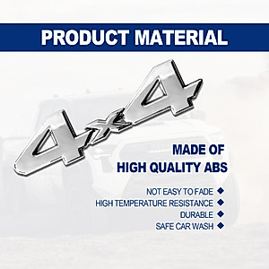 Universal 4X4 Emblem Badge 3D Logo, Full Coverage Adhesive Replacement Compatible with Toyota 4Run, Tac, Tun SUV Truck Pickup Model, 3D Metal Matte Black Logo Trunk Badge (Silver)