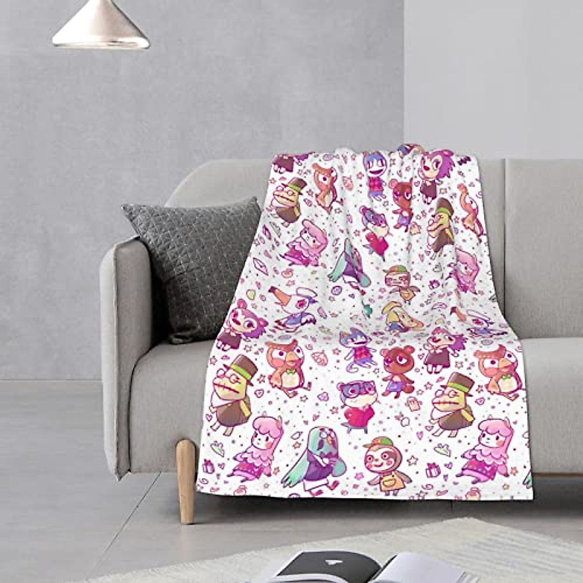 Animal - Cro-ssing Fleece Blanket - All Season 300GSM Lightweight Plush Fuzzy Cozy Soft Flannel Throw Blanket for Bed Sofa Couch Travel Camping 30x50 inches