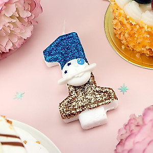 Space Birthday Candle Astronaut Blue Number 1 Candle Outer Space Cake Decorations Spaceship Cupcake Toppers Spaceman Theme Party Decor Favors