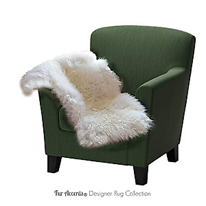 Fur Accents White Shag Rug - Faux Sheepskin - Extraordinary Faux Fur Carpet - Thick - Soft - Pelt Shape - Micro Suede Non Slip Back - Hand Made Luxury USA (24"x48")