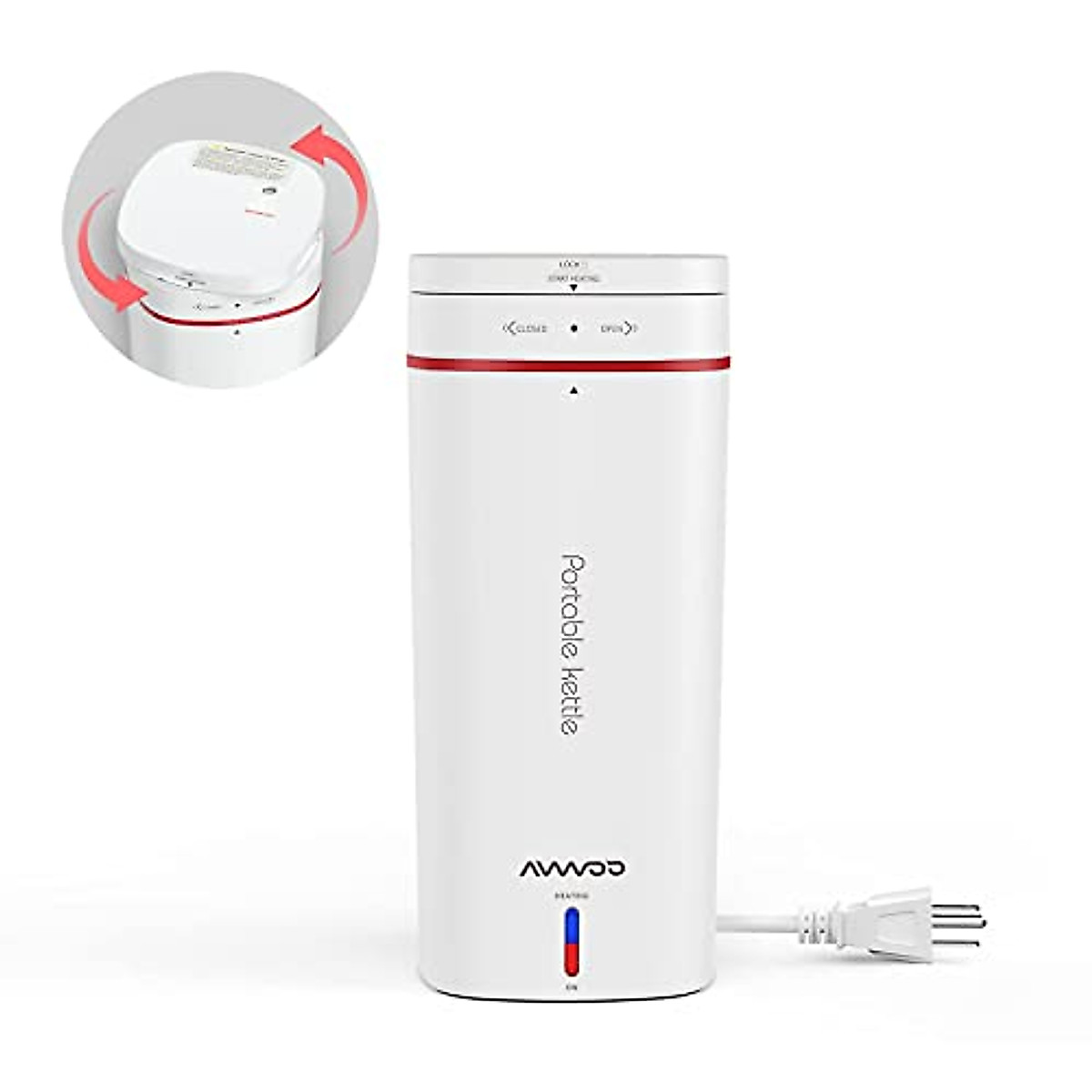 AVWOO Travel Electric Kettle, Portable Electric Kettle, Water Boiler for Travel, Small Electric Kettle Stainless Steel with Boil Dry Protection, Keep Warm, BPA Free, Child Lock - Larger Capacity