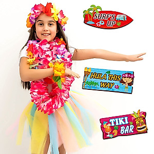 Jetec 20 Pieces Luau Party Welcome Sign, Tropical Hawaiian Summer Themed Decorations Sign Front Door with 4 Sheet Stickers