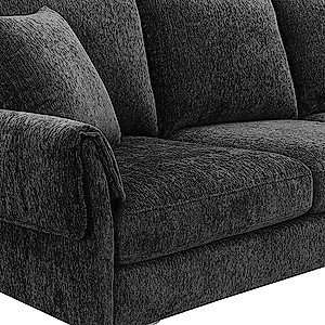 FANYE 84" L-Shaped Upholstered Corner Sectional Sofa 3 Seaters Sofa & Couch,Modern Chenille Upholstery Metal Legs Couch with Reversible Chaise and 2 Pillows for Home Apartment Office Living Room