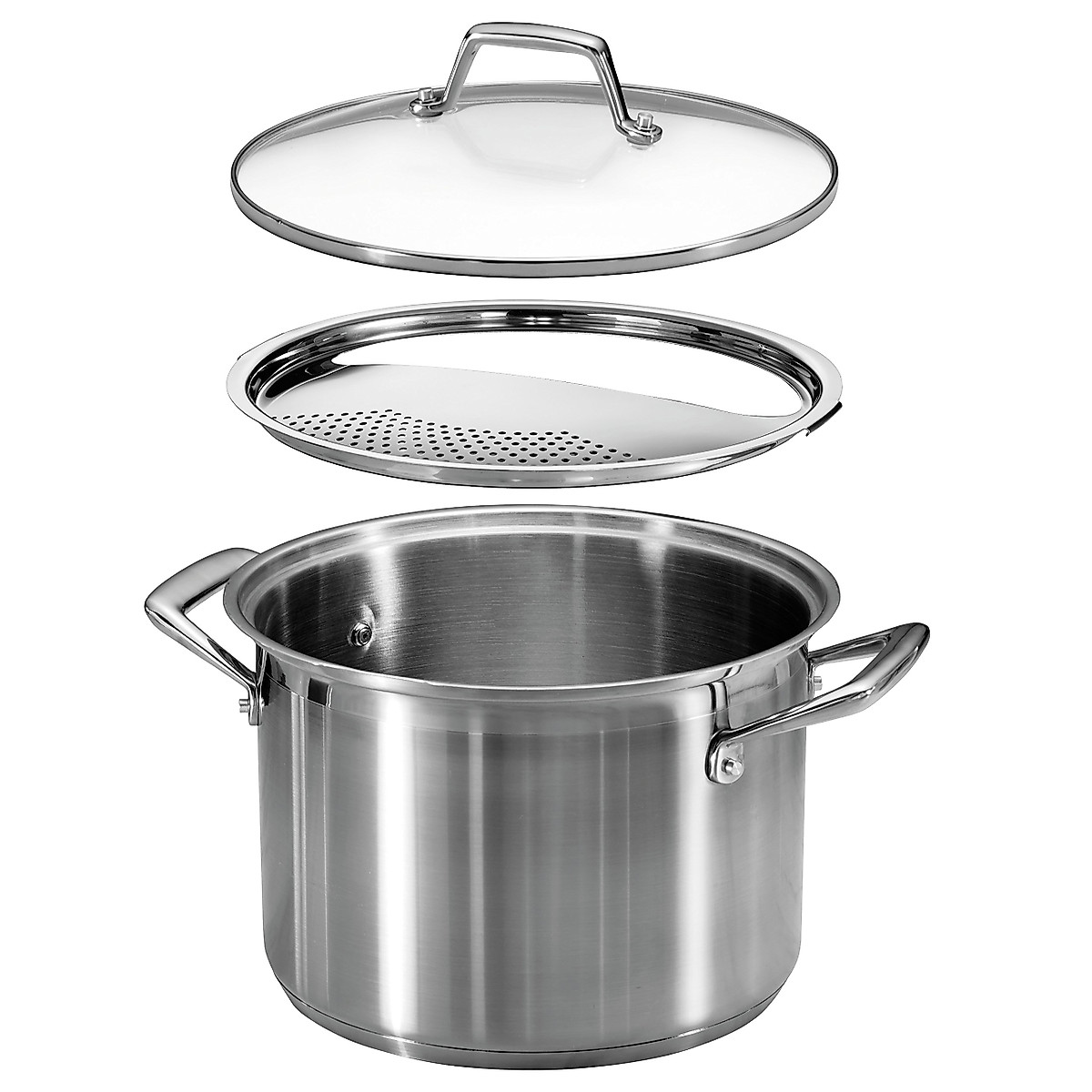 Tramontina Lock & Drain Pasta Cooker Pot with Strainer Lid 18/8 Stainless Steel 8 Qt, 80120/509DS