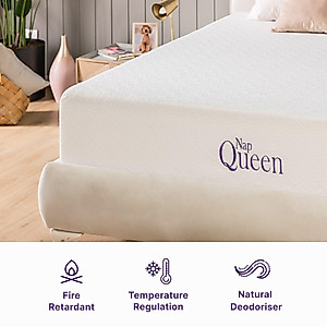 NapQueen Queen Mattress, 6 Inch Elizabeth Cooling Gel Memory Foam Mattress, Queen Bed Mattress in a Box, CertiPUR-US Certified, Medium Firm, Breathable Soft Fabric Cover