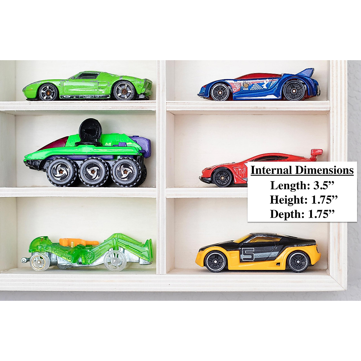 Rustic Roots Car Display Shelf - Wooden Wall Mount Hot Wheels, Matchbox, and Diecast Case for 50 Cars