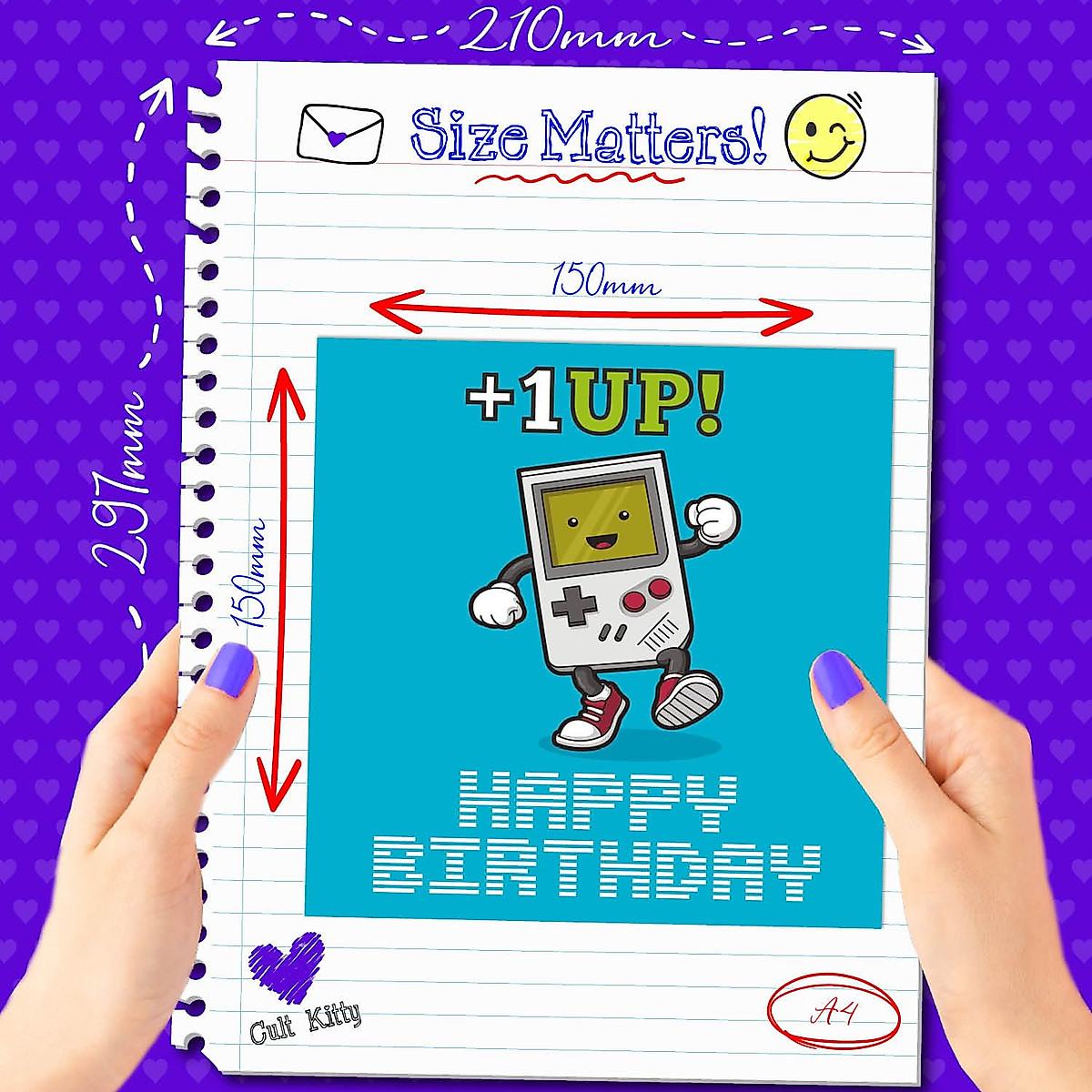 Cult Kitty Greeting Card - Retro Gamer Gaming Card - Funny Birthday Card for Him & Her