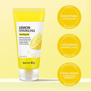 SECRETKEY Lemon Sparkling Peeling Gel, Deep Cleansing, Exfoliation, Skin Moisturization, Low Irritation for Sensitive Skin fl. 4.05 oz / 120 ml, Vitamin C and Refreshing Carbonated Water Synergy