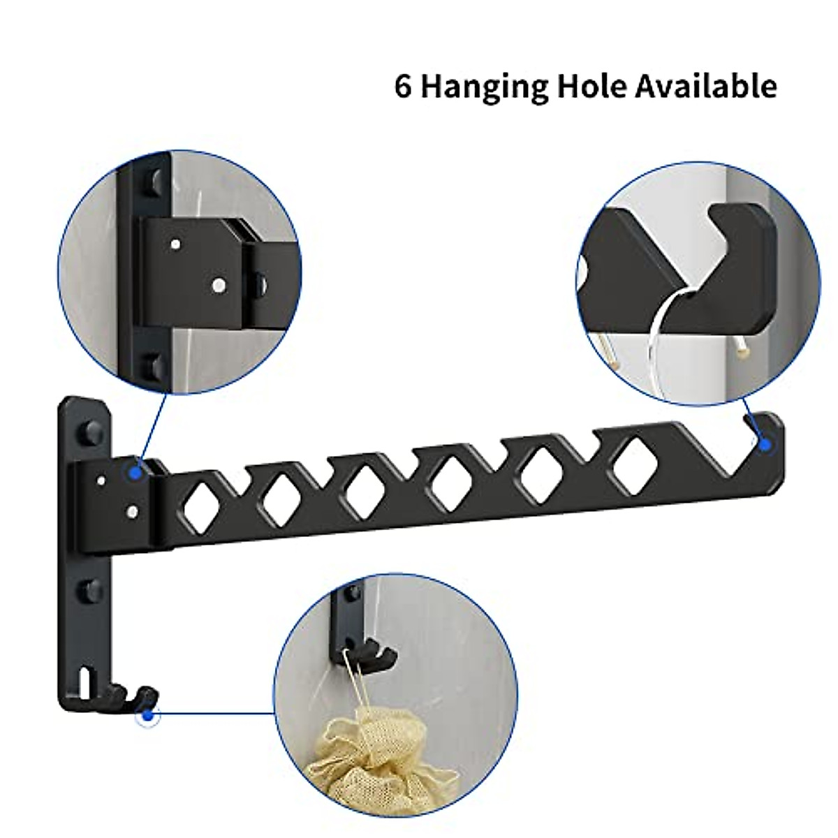 dancrul Wall Mounted Drying Rack Clothing Foldable for Laundry Room, Clothes Drying Rack Folding Indoor, Matte Black