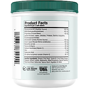 Dog Hip and Joint Supplement by Larry | Chondroitin, MSM, Hyaluronic Acid, & Glucosamine for Dogs | Dog Hip & Joint Care for All Breeds & Sizes | Dog Treats for Hip and Joint Health, (120 Soft Chews)