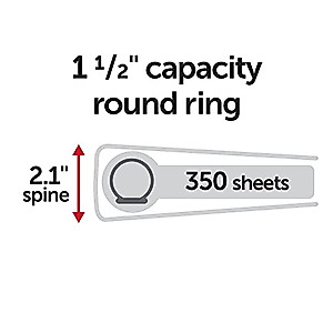 Office Depot® Brand Durable View 3-Ring Binder, 1 1/2" Round Rings, 49% Recycled, White, Pack Of 4