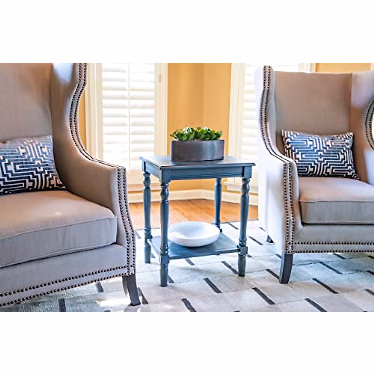 Decor Therapy Simplify Wood Accent Storage Shelf End Table, 24 x 19.5 x 15.75, Blue Gray