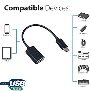 Big-E OTG USB-C 3.0 Adapter (2 Pack) Compatible with Samsung Galaxy S22 Plus 5G for Multi use Functions Such as Keyboard, Thumb Drives, mice, etc. (Black)