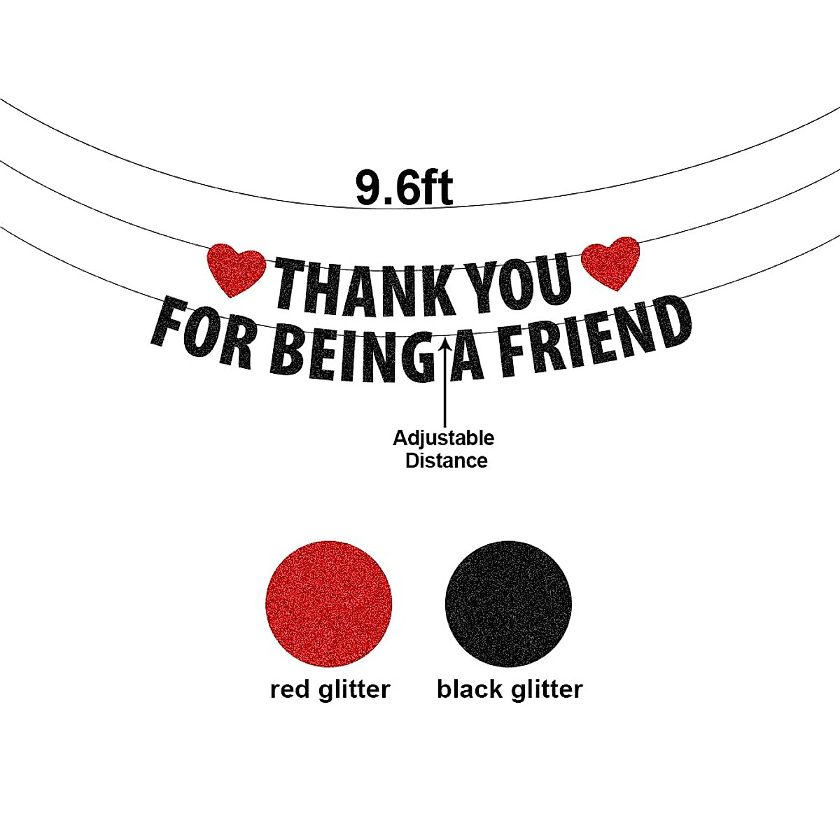Thank You for Being A Friend Banner, Golden Girls Banner,Thank You Banner, Friendship Banner, Friends Birthday Bunting Sign, Graduation Party Decorations, Black Glitter