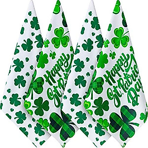 4 Pieces St. Patrick's Day Hand Towels Irish Shamrock Kitchen Towels Bath Towels Dish Towels Bathroom Towel for St Patrick's Day Decoration