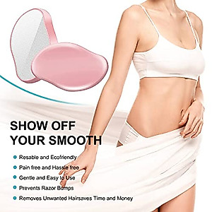 Upgrade Crystal Hair Eraser for Women and Men, Magic Crystal Hair Remover Reusable Painless Exfoliation Hair Removal Epilators Tool, Magic Hair Eraser for Arms Legs Back (Pink)