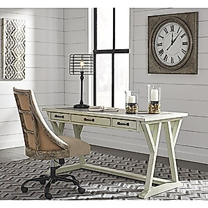 Signature Design by Ashley Jonileene Farmhouse Home Office Desk with Drawers, White & Gray