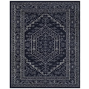 SAFAVIEH Adirondack Collection Area Rug - 8' x 10', Navy & Ivory, Oriental Medallion Design, Non-Shedding & Easy Care, Ideal for High Traffic Areas in Living Room, Bedroom (ADR108N)