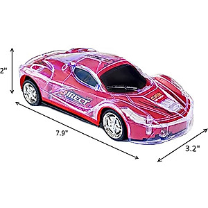 Haktoys Remote Control Light Up Cars 2-Pack Upgraded 2.4GHz RC Racing Sports Cars 1:24 Scale Radio Controlled Toy Vehicles with Bright and Colorful Flashing Lights - Two Players Can Play Together