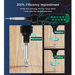 Deselen Ratcheting Screwdriver with Magnetic Bit Ratchet, Multi Bit Set, 11 in 1 Screwdriver Small Pocket Stubby Design, 1 Pack All in One Screwdriver(Green)