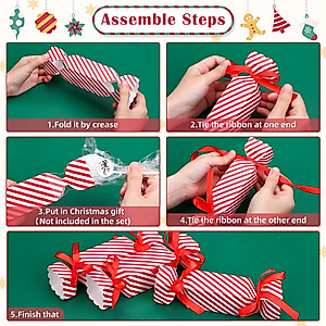 LEMESO 24PCS Christmas Candy Boxes, Xmas Paper Boxes with Ribbon Candy for Sweets, Chocolate, Decoration Gift Boxes Party Favor Boxes for Xmas, Wedding Party Wrap Bag