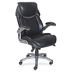 Lorell Wellness by Design Chair, 46.8" x 30" x 27.8", Leather, Black