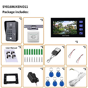 Touch Key 7 Lcd RFID Password Video Door Phone Intercom System Kit+ Electric Strike Lock+ Wireless Remote Control unlock